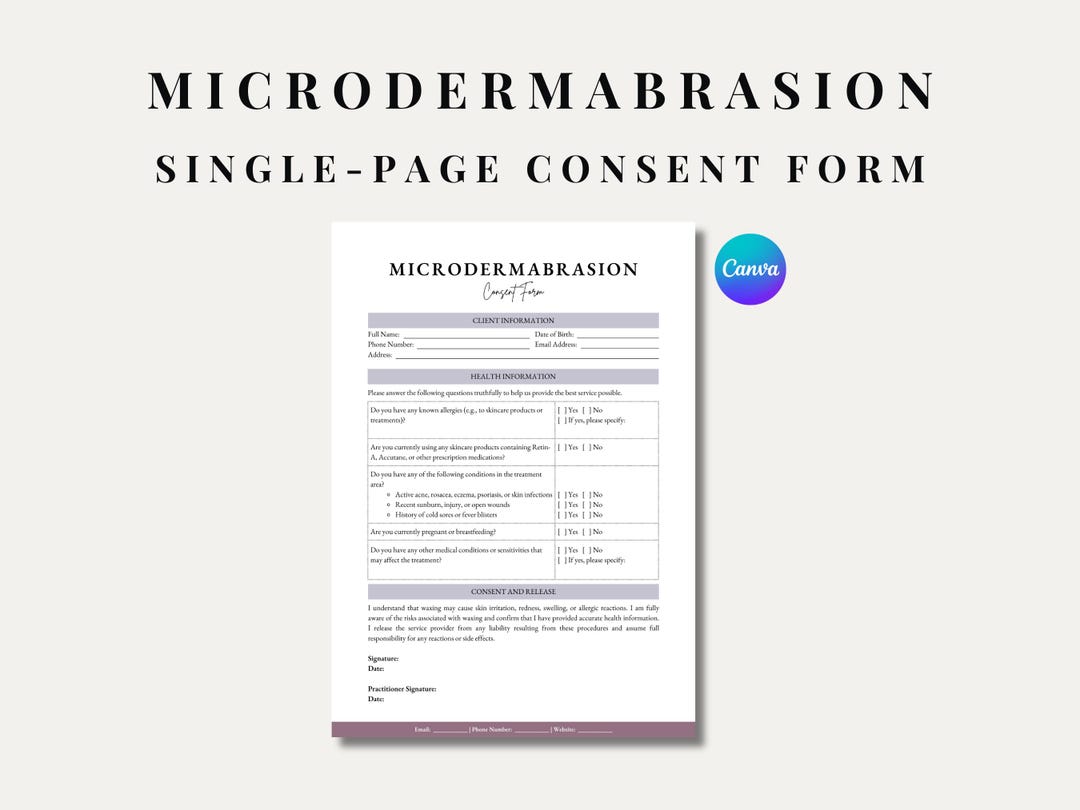 Editable Microdermabrasion Consent Form Template: Skincare Professionals (PDF) - Etsy