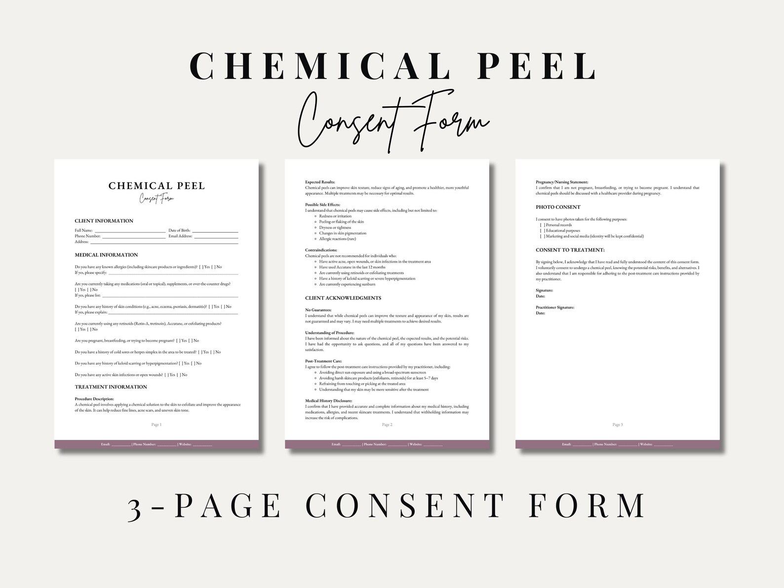 Editable Minimalist Chemical Peel Consent Form | Customizable Skincare ...