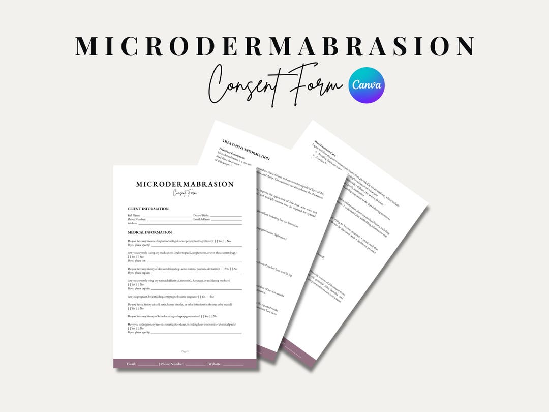 Editable Minimalist Microdermabrasion Consent Form Template for Beauty ...