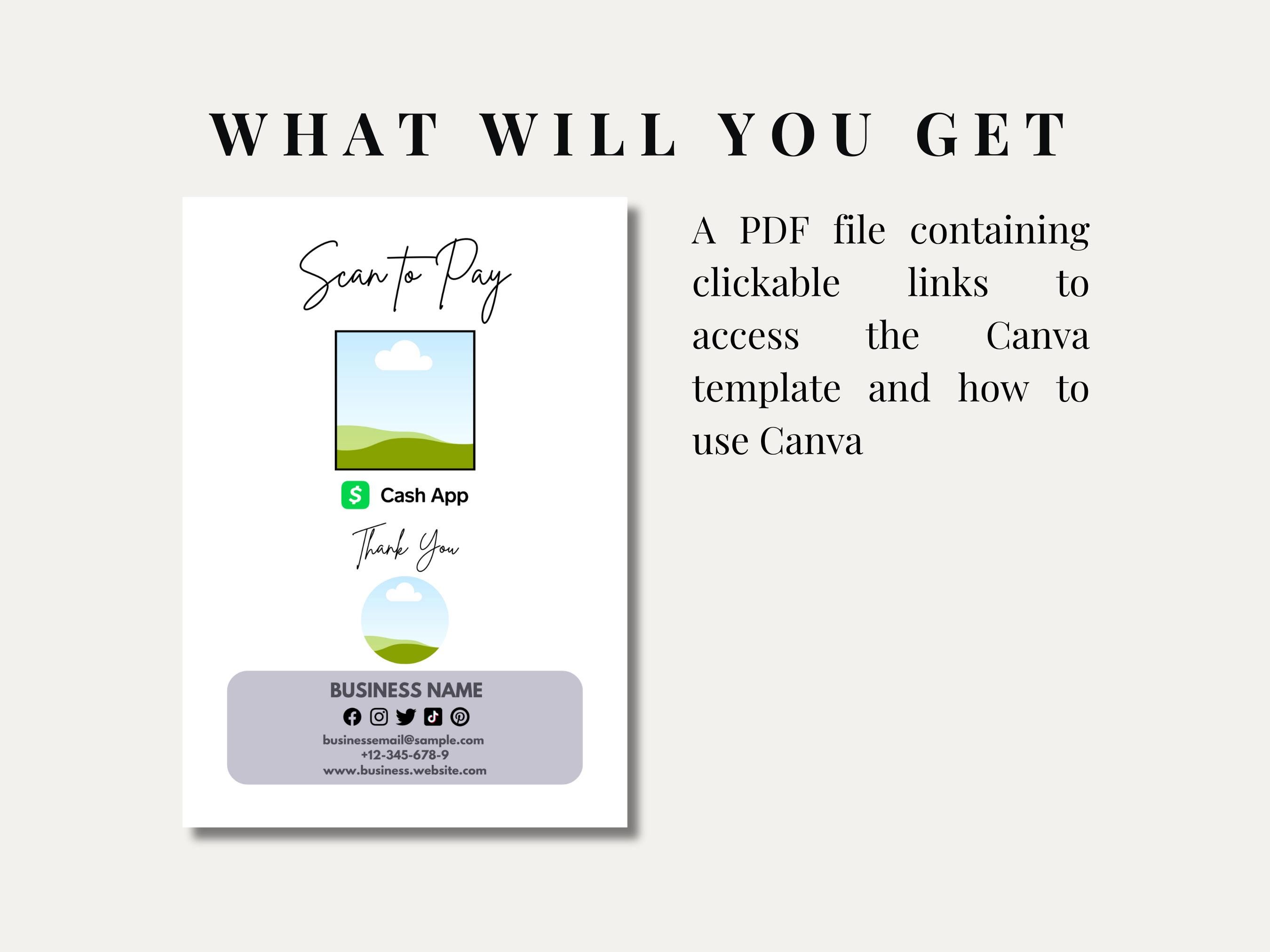 Cash App QR Code Payment Sign Template: Scan to Pay Design (digital ...