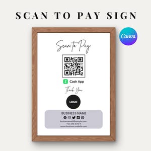 Cash App QR Code Payment Sign Template: Scan to Pay Design (digital ...