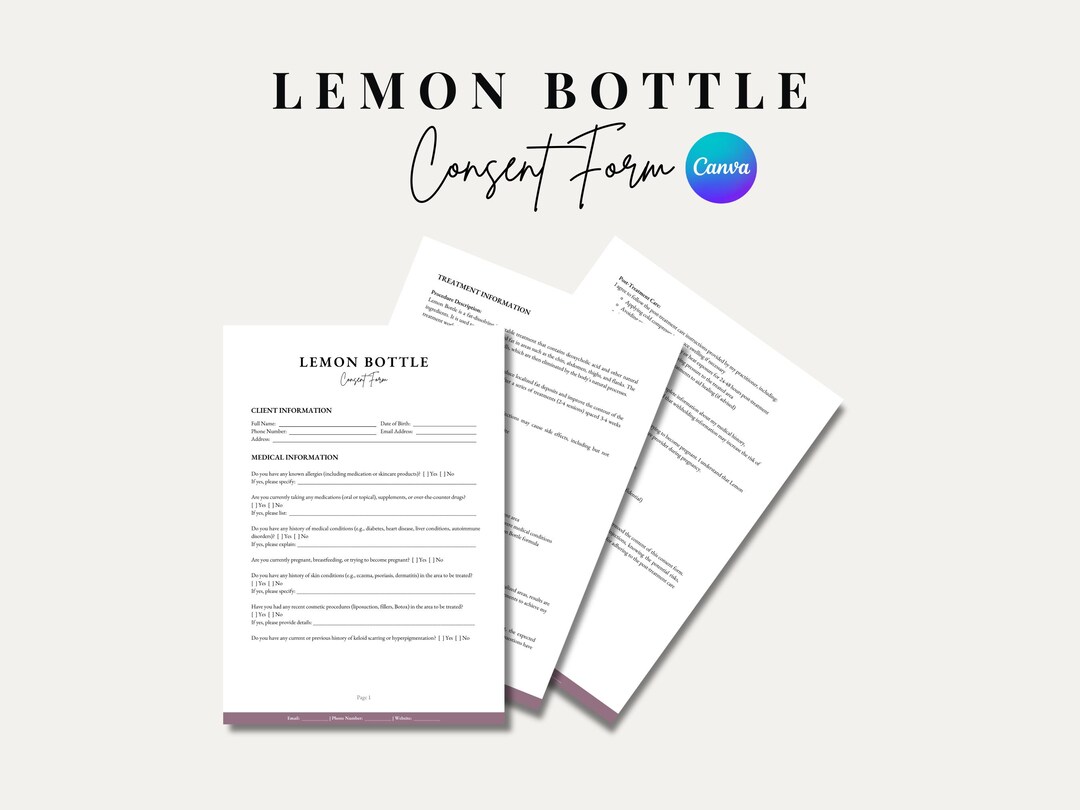 Editable Lemon Bottle Injection Treatment Consent Form Template ...