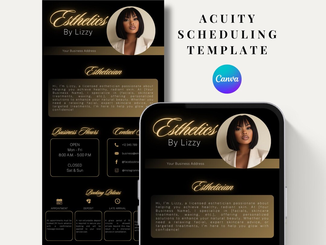 Luxury Esthetician Acuity Scheduling Template | Elegant Booking Form ...