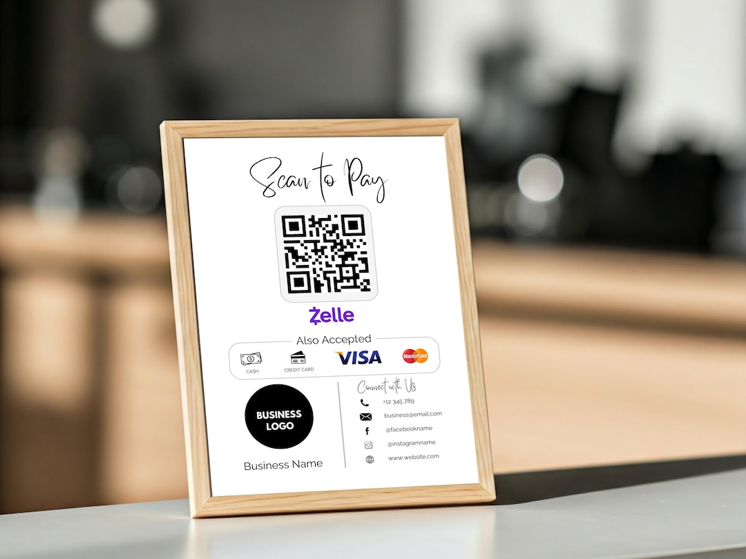 Minimalist Zelle QR Code Payment Sign Template (digital Download) - Etsy