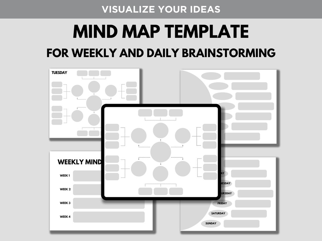 Brainstorming Template, to Do List Weekly Mind Mapping Template Instant ...