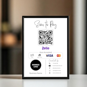 Minimalist Zelle QR Code Payment Sign Template (digital Download) - Etsy