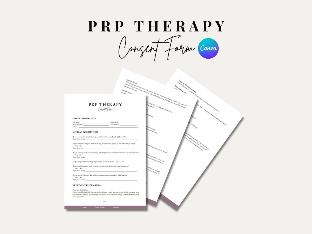 PRP Therapy Consent Form Template for Clinics, Aesthetic Professionals ...