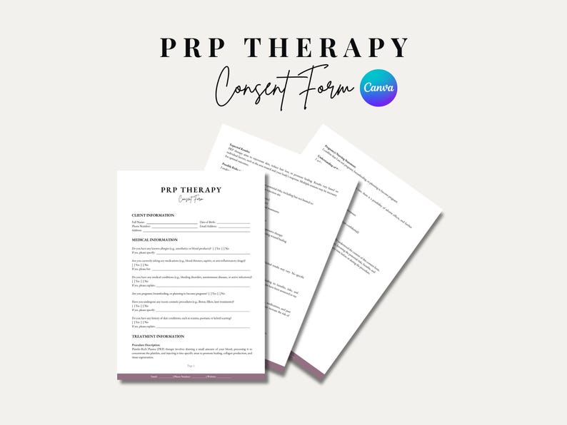 PRP Therapy Consent Form Template for Clinics, Aesthetic Professionals ...