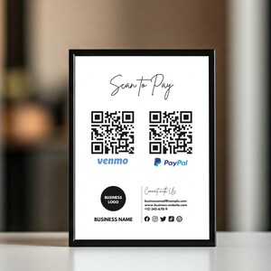 Canva Editable Venmo and Paypal QR Code Sign, Scan to Pay Template ...