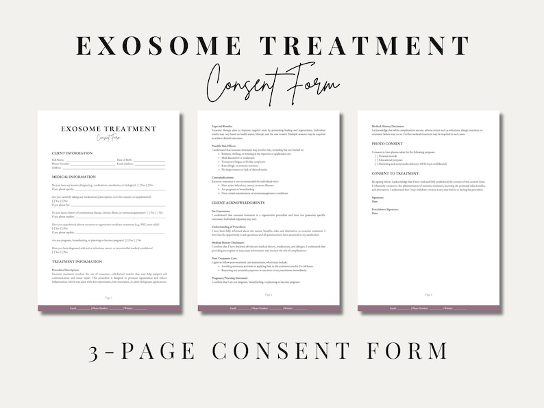 Exosome Treatment Consent Form Template: Editable Medspa Client Form ...