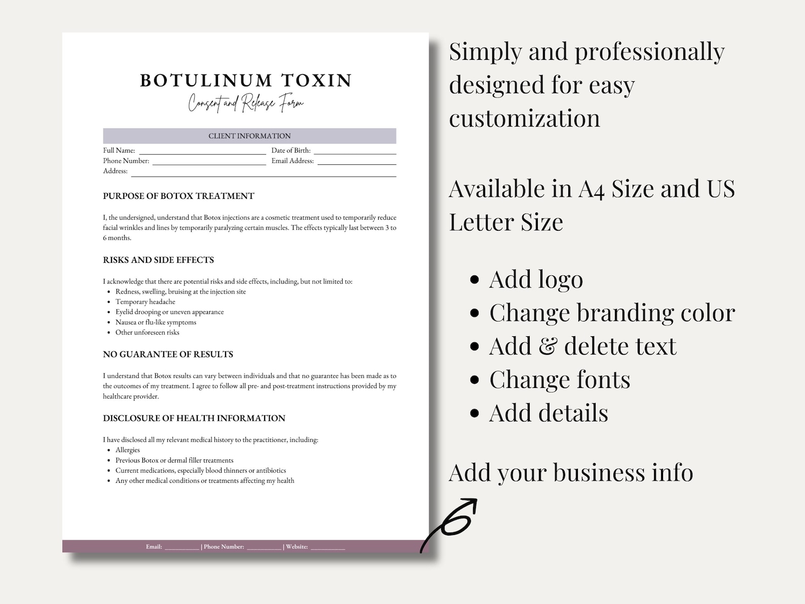 Editable Botox Consent Form Template: Med Spa & Esthetician Client ...