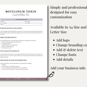 Editable Botox Consent & Release Form Template for Estheticians, Med ...
