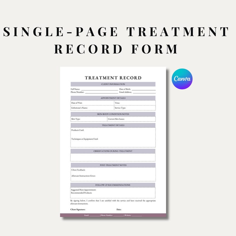 Facial Treatment Log - Etsy
