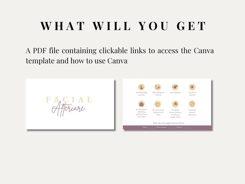 Editable Facial Treatment Aftercare Card Template for Skincare ...