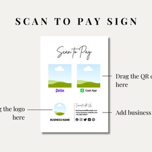 Minimalist Scan to Pay Sign Template | Zelle & Cash App QR Code | Small ...