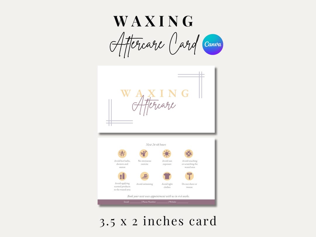 Editable Waxing Aftercare Card Template Customizable Skincare Guide for ...