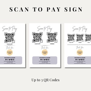 Editable Scan to Pay Sign | Contactless Payment QR Code Display for ...