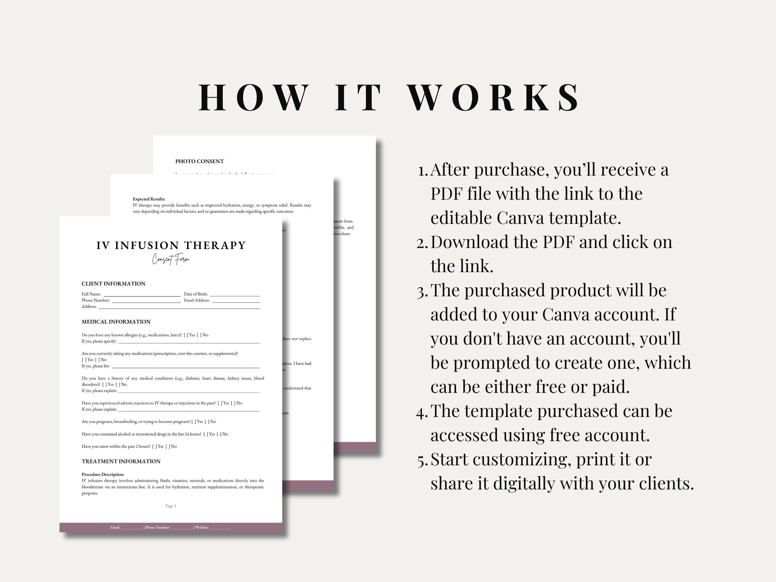 Editable IV Infusion Therapy Consent Form Template (PDF) - Etsy