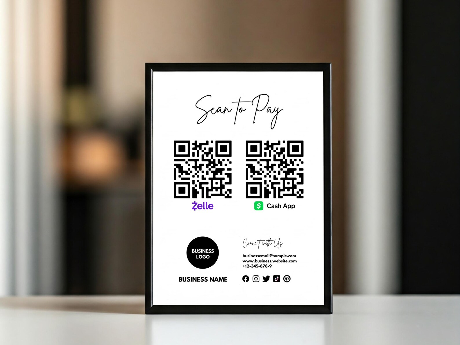 Scan to Pay Sign Template: Zelle & Cash App QR Code (digital Download ...