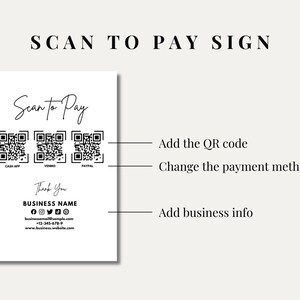 Minimalist QR Code Scan to Pay Sign | Modern Contactless Payment ...