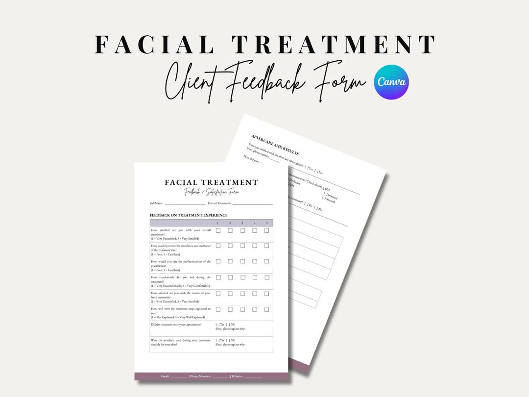 Editable Minimalist Facial Treatment Client Feedback Form Template ...