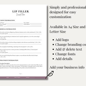 Lip Filler Consent Form Template: Med Spa Injector Forms (editable PDF ...