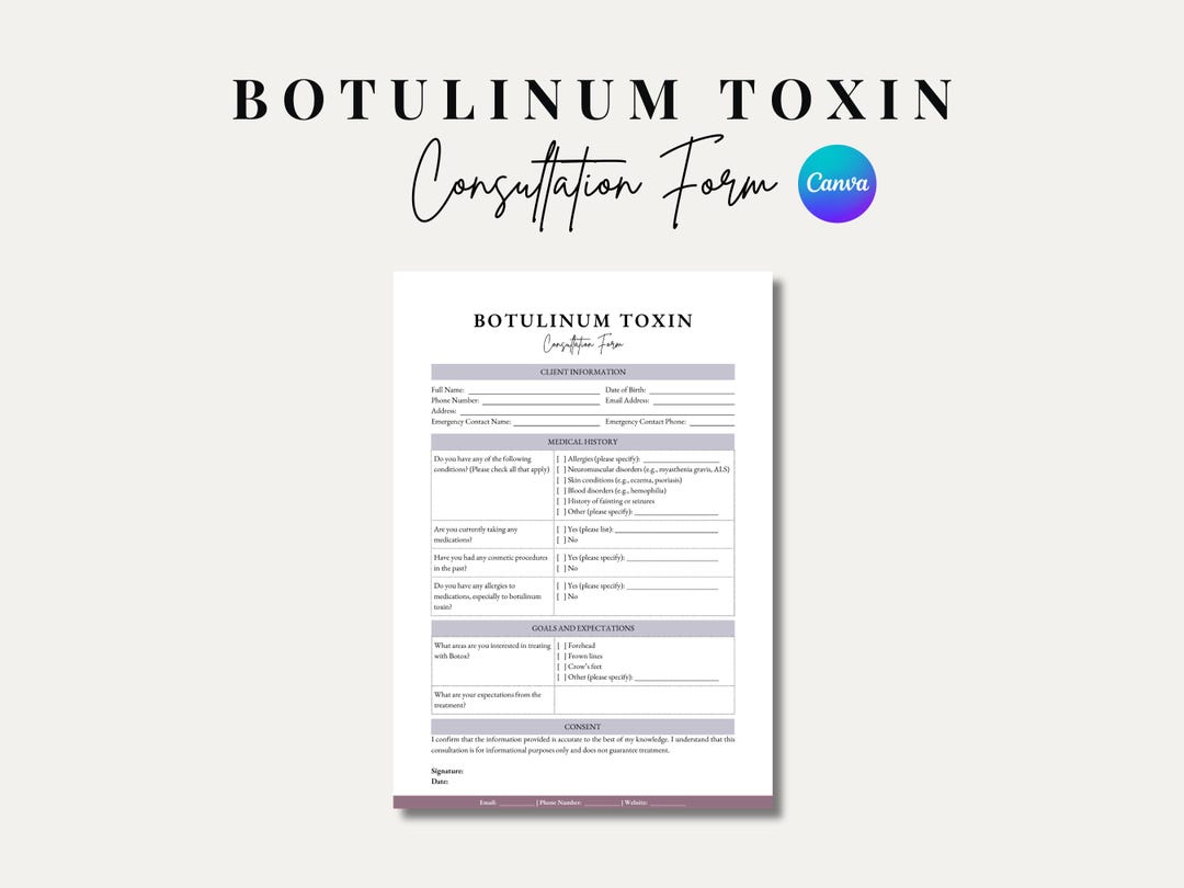 Editable Botox Consultation Form Template - Aesthetic Clinic Intake ...