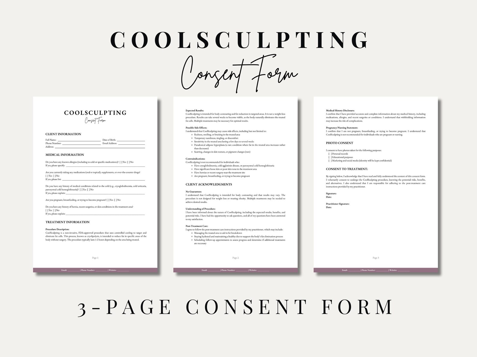Coolsculpting Consent Form Template: Minimalist Medical Spa Waiver ...