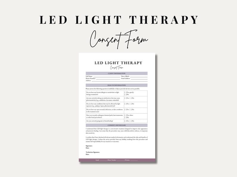 LED Light Therapy Consent Form Template: Editable PDF for Spas - Etsy