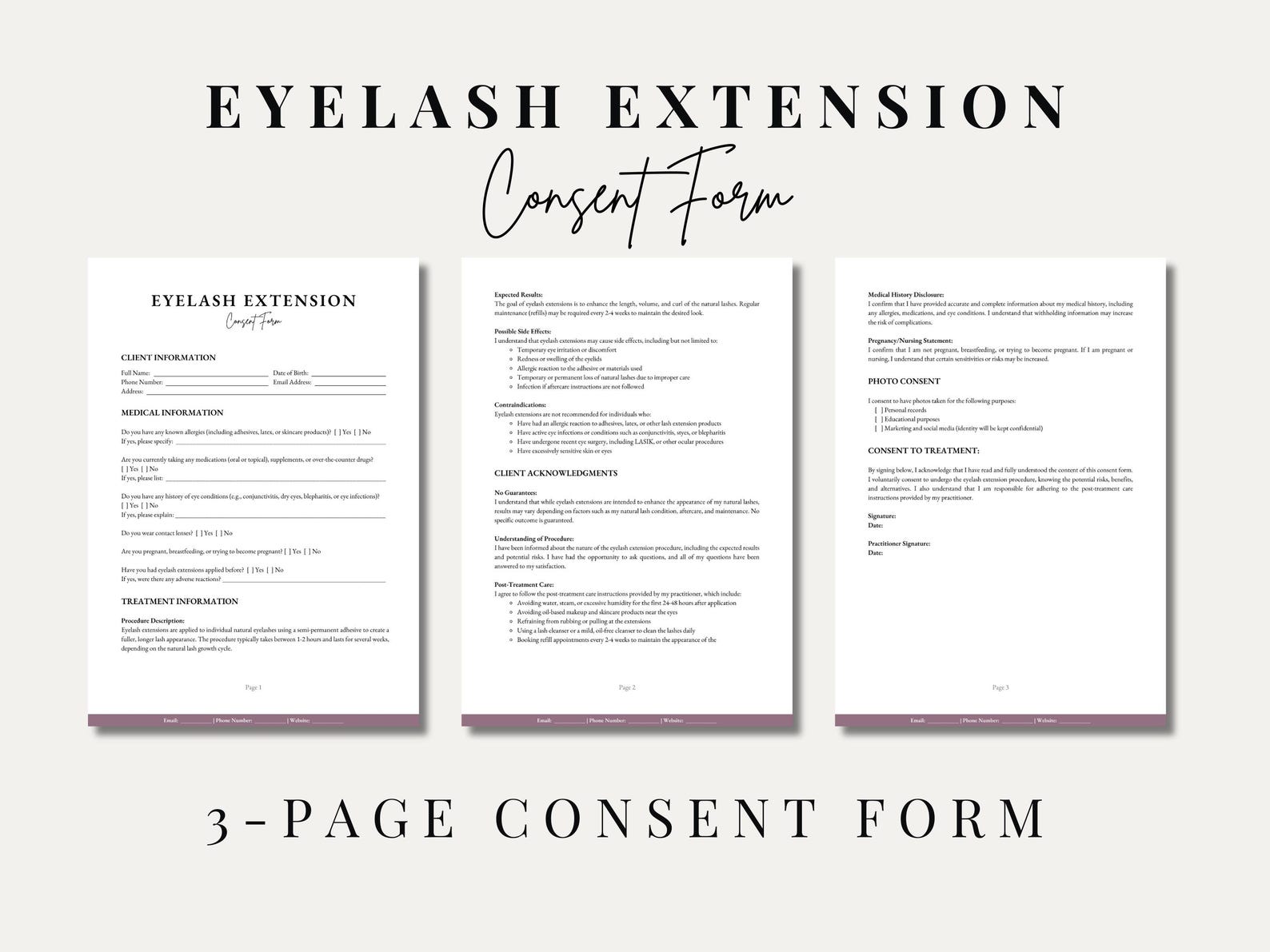 Editable Eyelash Extension Consent Form Template (digital Download) - Etsy