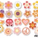 21 Pcs Retro Flowers Vintage Hippie Groovy 70's Flower Planner Journal ...