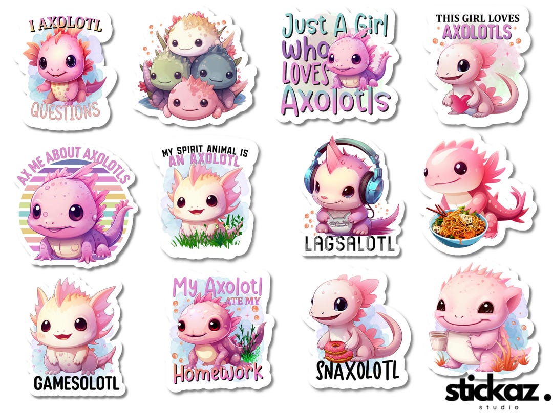 12 Pcs Axolotl Vinyl Stickers Glossy or Matte - Etsy
