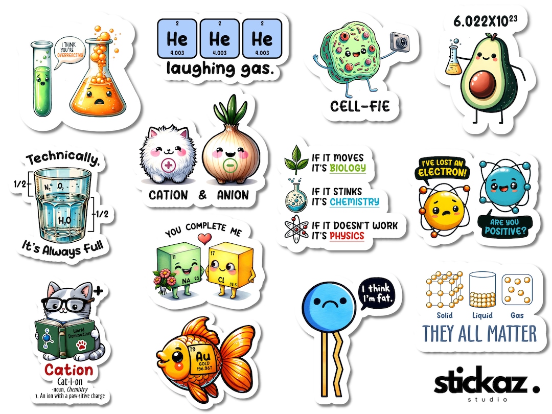 13 Pcs Chemistry Science School Planner Journal Laptop Vinyl Stickers ...