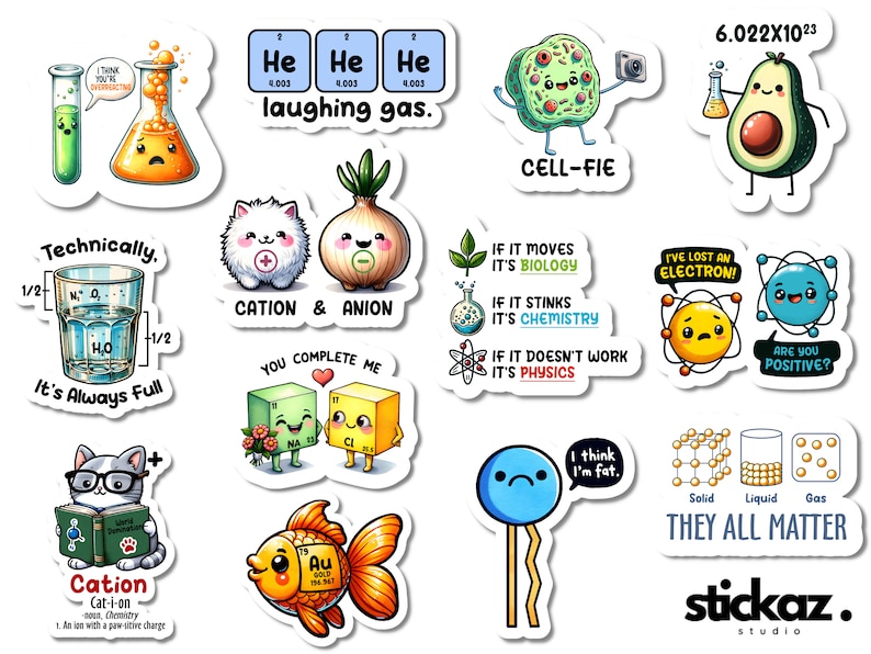 13 Pcs Chemistry Science School Planner Journal Laptop Vinyl Stickers ...