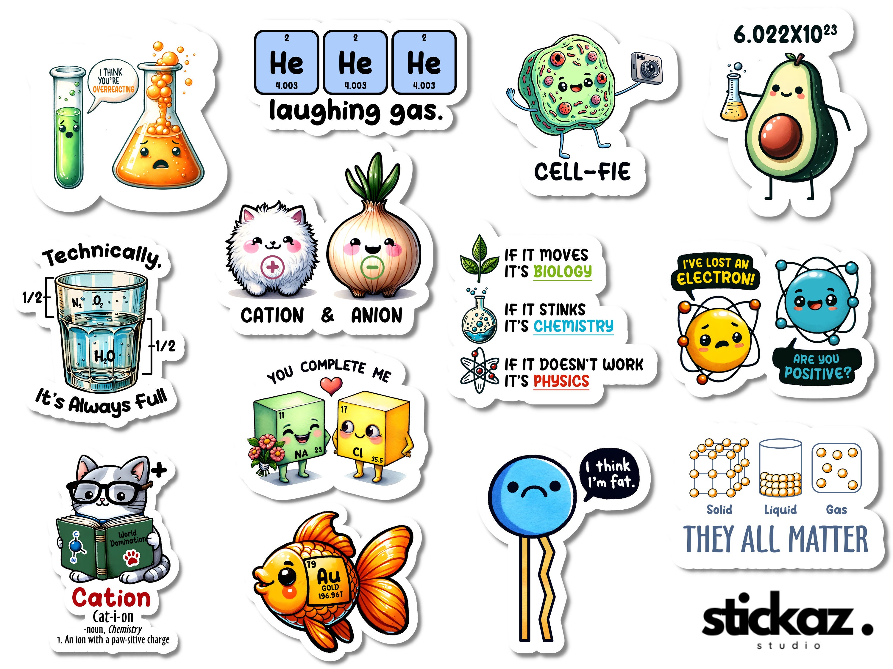 13 Pcs Chemistry Science School Planner Journal Laptop Vinyl Stickers ...