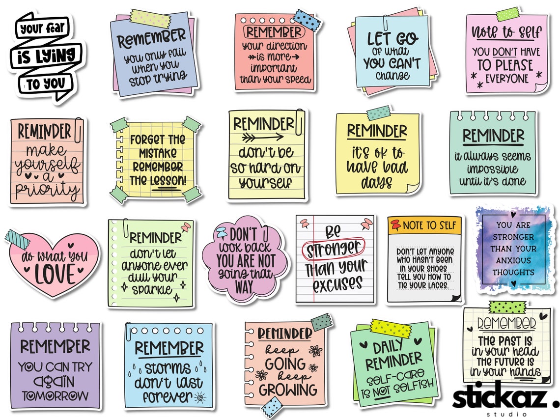 21 Pcs Motivational Quotes Inspirational Mental Health Vinyl Stickers ...