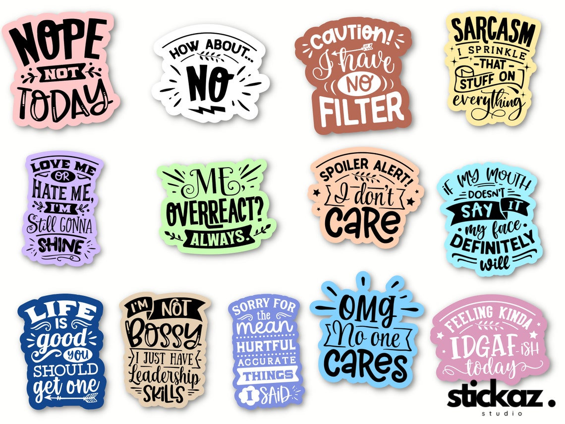 13 Pcs Sarcastic Funny Quotes Scrapbooking Planner Journal Vinyl ...