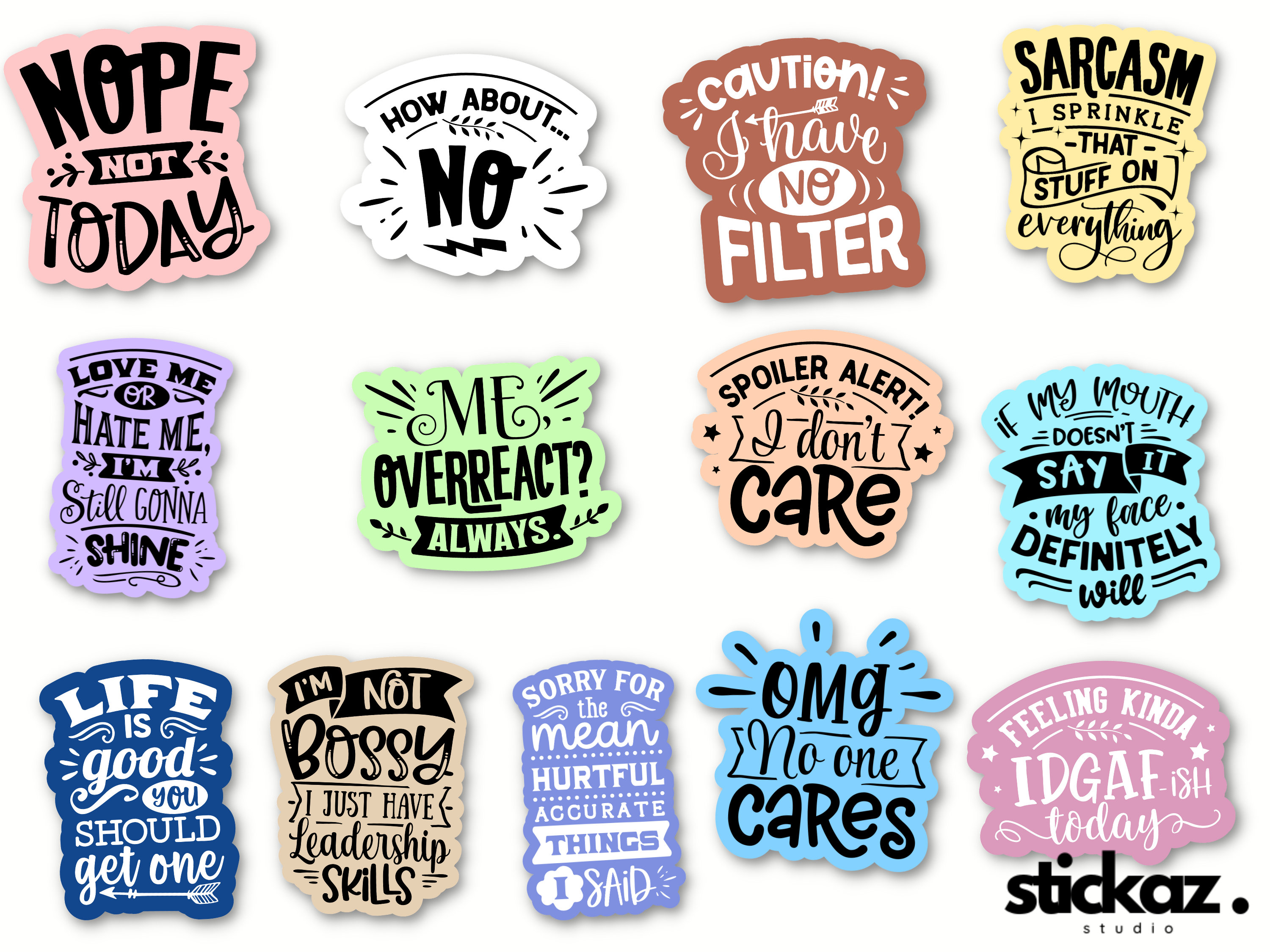 13 Pcs Sarcastic Funny Quotes Scrapbooking Planner Journal Vinyl ...