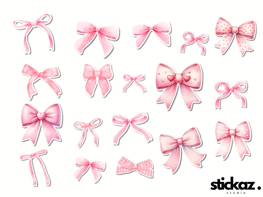 18 Pcs Pink Coquette Bows Vinyl Stickers - Matte Finish - Etsy