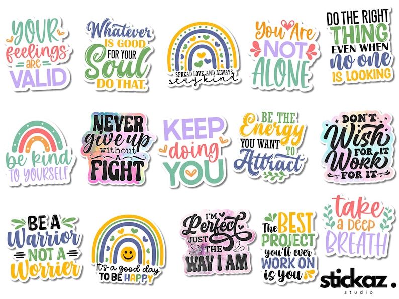 15pcs Motivational Quotes Inspirational Positive Phrases Vinyl Stickers ...