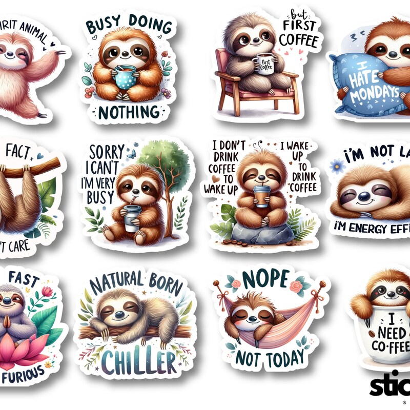 Sloth Sticker - Etsy