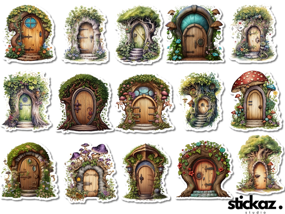 15 Pcs Forest Fairy Doors Hobbit Doors Fantasy Scrapbooking Planner ...