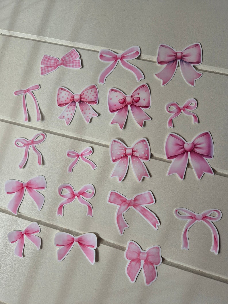 18 Pcs Pink Coquette Bows Vinyl Stickers - Matte Finish - Etsy