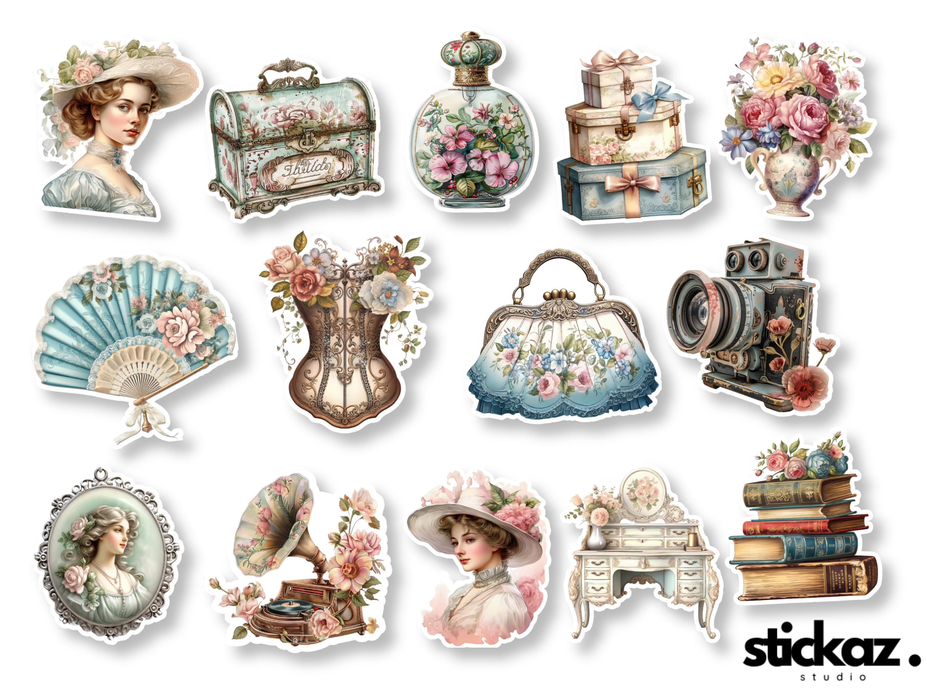 14 Pcs Victorian Shabby Chic Vintage Elegance Antique Romance Vinyl ...