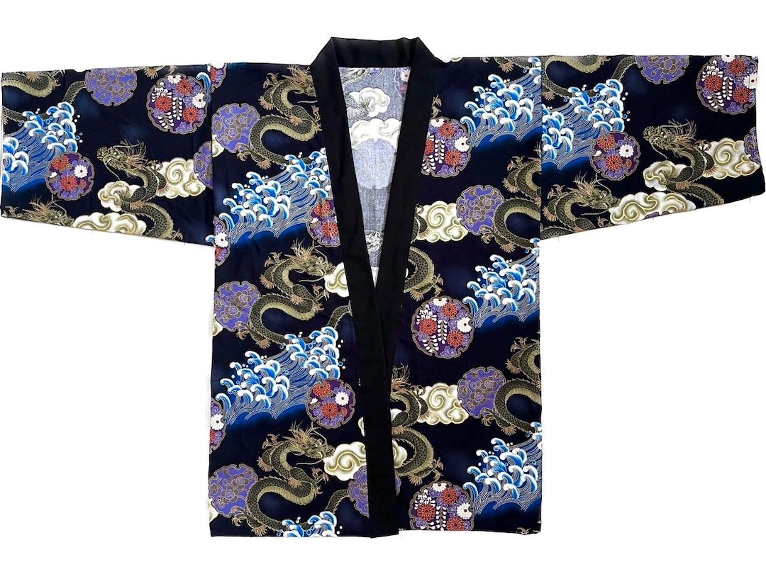 Men's/women's Japanese Happi Coat, Kimono Styled Haori Jacket, Ryu ...