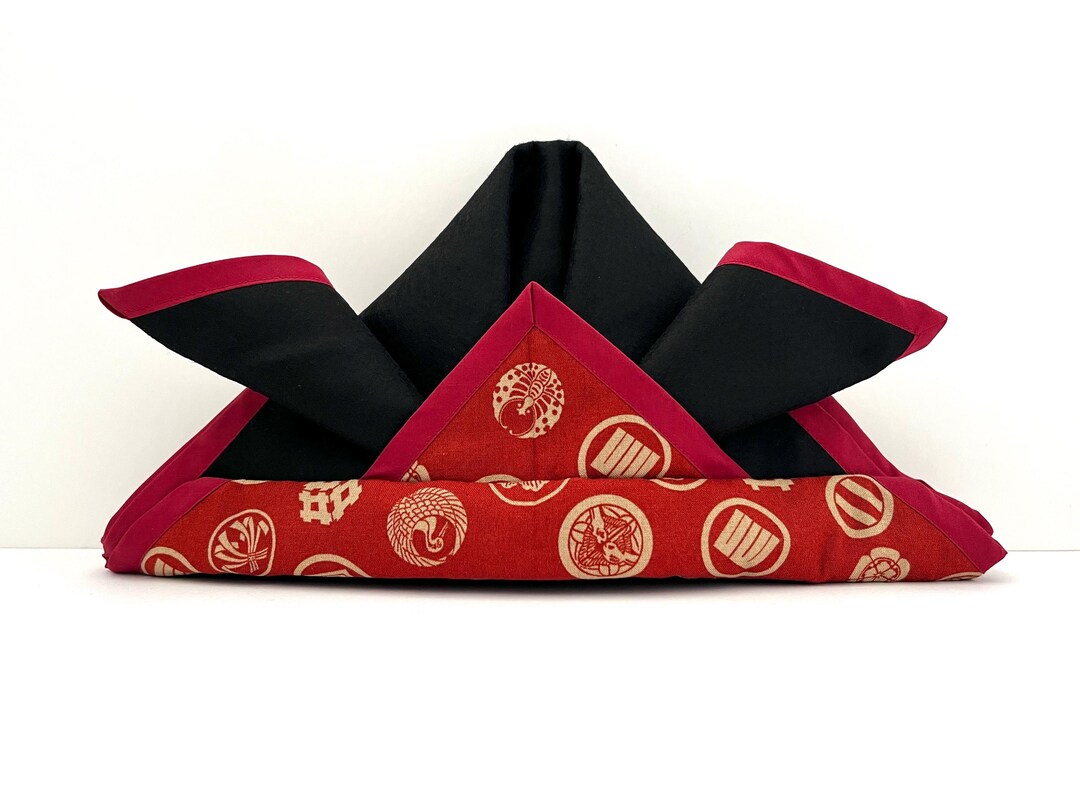 Fabric Kabuto, Samurai Helmet, Japanese Armor Hat, Kamon, Brick Red - Etsy