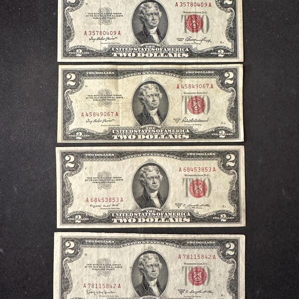 Red Seal Two Dollar Bill - Etsy