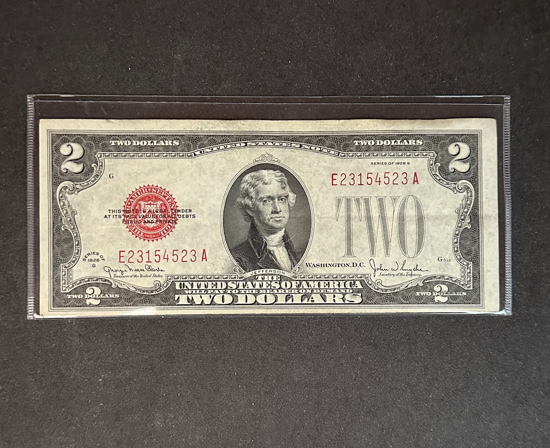1928G Red Seal 2 Dollar Bill RARE Collectible Currency - Etsy