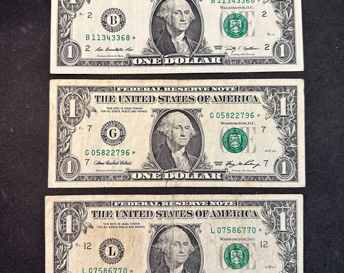 One Dollar Bill Star Notes Set of Three 2013 Rare Currency - Etsy