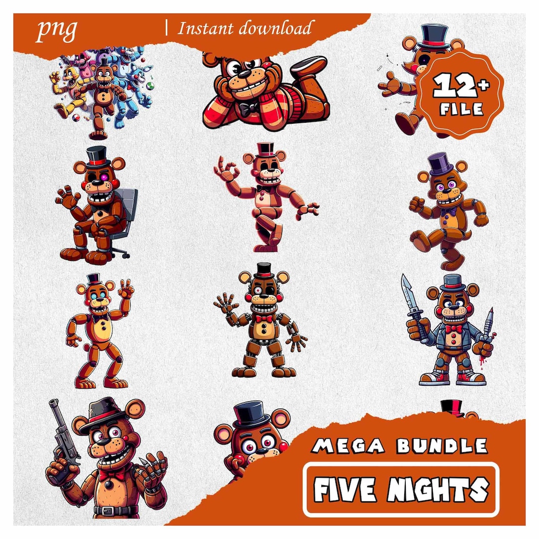 Five Nights at Freddy's PNG Mega Bundle Clipart, Fnaf Design Bundle ...